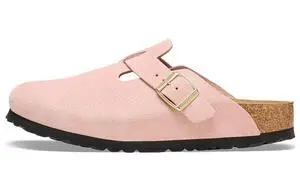 BIRKENSTOCK Boston Suede Leather Clogs - Light Pink/sand