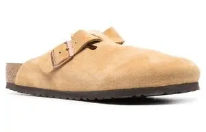 BIRKENSTOCK Boston Suede Leather Clogs - Beige