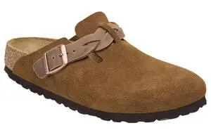 BIRKENSTOCK Boston Braided Suede Leather Sandals - Orange