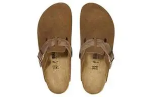 BIRKENSTOCK Boston Braided Suede Leather Sandals - Orange