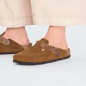 BIRKENSTOCK Boston Braided Suede Leather Sandals - Orange