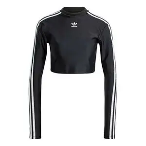 Adidas Originals 3-stripes Cropped Long Sleeve Tee - Black/white