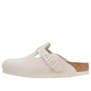 BIRKENSTOCK Birkenstock Boston Soft Footbed Suede Leather Narrow Fit Sandals White