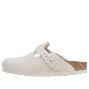 BIRKENSTOCK Birkenstock Boston Soft Footbed Suede Leather Narrow Fit Sandals White