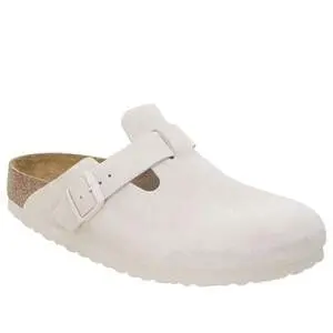 BIRKENSTOCK Boston Soft Footbed Suede Leather Narrow Fit Sandals - White