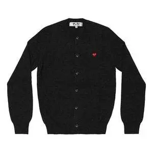 Play Comme Des Garcon Cardigan With Red Heart Applique - Grey