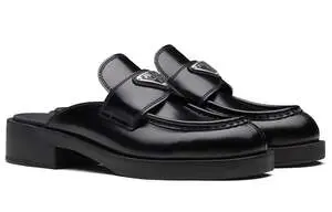 Prada Brushed Leather Mules