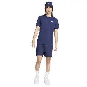 Nike Embroidered Small Round Neck Short Sleeve Deep Navy Blue T-shirt - Multi-color