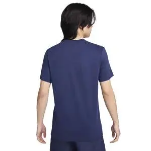 Nike Embroidered Small Round Neck Short Sleeve Deep Navy Blue T-shirt - Multi-color
