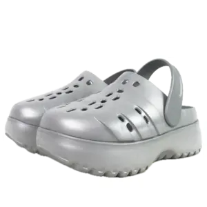 Adidas Adilette Clog Platform Sandals - Silver Metallic