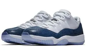 JORDAN Retro Low "navy Snakeskin" Sneakers - White/black/navy