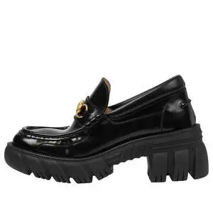 Gucci Horsebit Leather Loafer With Thick Sole - Black