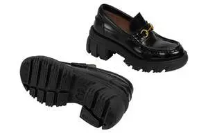 Gucci Horsebit Leather Loafer With Thick Sole - Black