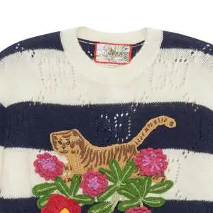 Gucci Embroidered Tiger And Floral Wool Sweater