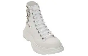 Alexander McQueen Embellished High Top Boots - White/gold