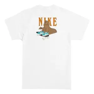 Nike Skate T-shirt Back Shoe Skateboard Round Neck Short Sleeve - White
