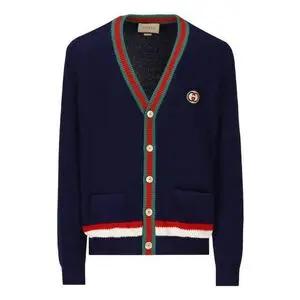 Gucci Logo Embroidery Cardigan - Blue