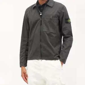 Stone Island Supima Cotton Zip-up Shirt Jacket - Charcoal