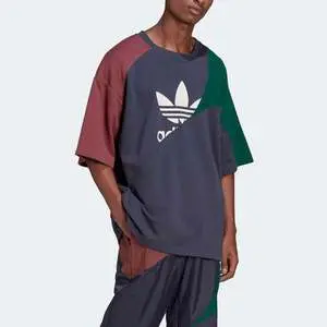 Adidas Originals Bld Cb Tee Colorblock Round Neck Splicing Sports Short Sleeve Multicolor - Multi-color