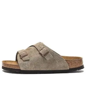 BIRKENSTOCK Zurich Soft Footbed Suede Leather Slides - Taupe