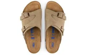BIRKENSTOCK Zurich Soft Footbed Suede Leather Slides - Taupe