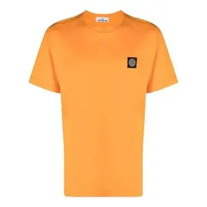 Stone Island Garment Dyed Logo T-shirt - Orange