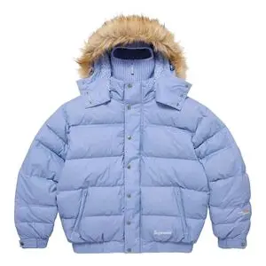 Supreme 700-fill Down Puffer Jacket With Fur-trimmed Hood - Light Blue