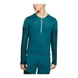 Nike Dry Half Zip Long Sleeve Running Shirt - Green/blue