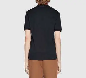 Gucci Stripe Short Sleeve Polo Navy Blue