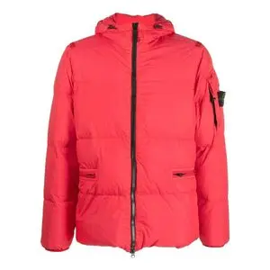 Stone Island Crinkle Reps Down Jacket - Red