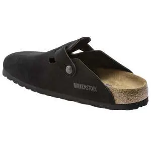 BIRKENSTOCK Boston Soft Footbed Suede Leather Clogs - Black