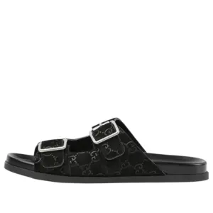 Gucci Gg Suede Slides - Black