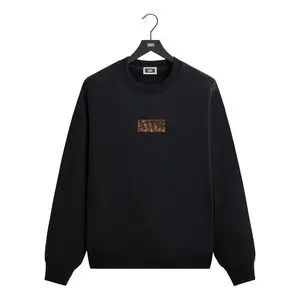 Kith Classic Logo Leopard Applique Nelson Crewneck - Black