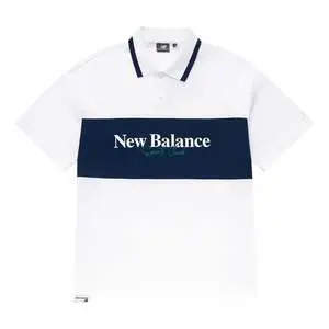 NEW BALANCE Polo T-shirt Asia Sizing 'white Blue - White/blue