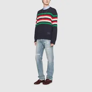 Gucci Striped Alpaca Wool Crewneck Knit