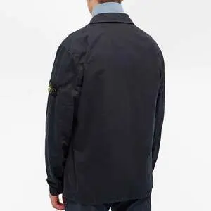 Stone Island Brushed Cotton Canvas Zip Overshirt - Navy