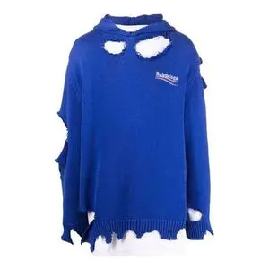 Balenciaga Destroyed Hoodie - Blue