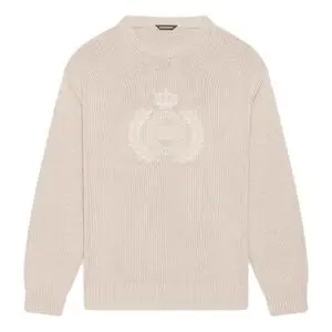 Balenciaga Bb Laurel Crown Logo Crewneck Knitted Sweater - Beige