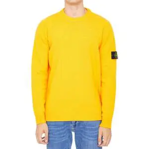 Stone Island Logo Patch Crewneck Jumper - Yellow