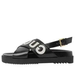 Gucci Logo Script Sandals - Black/white