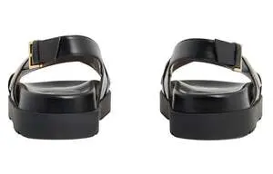 Gucci Logo Script Sandals - Black/white