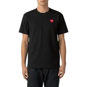 Play Comme Des Garcon Basic Invaders T-shirt Red Emblem - Black