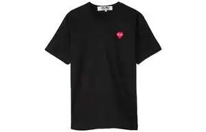 Play Comme Des Garcon Basic Invaders T-shirt Red Emblem - Black