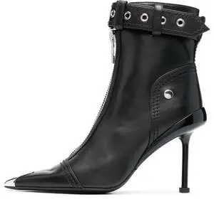Alexander McQueen Leather Zip Up Ankle Boots
