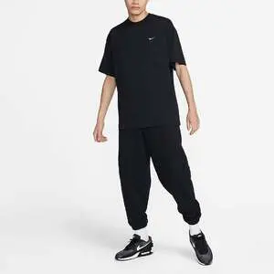 Nike Solo Swoosh T-shirt Printing Logo Solid Color Round Neck Short Sleeve - Black