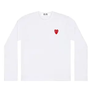Play Comme Des Garcon L/s Basic T-shirt Red Family Heart - White