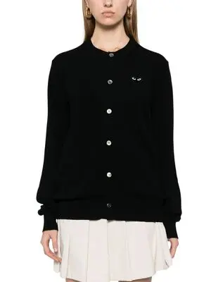 Play Comme Des Garcon Heart Emblem Cardigan - Black