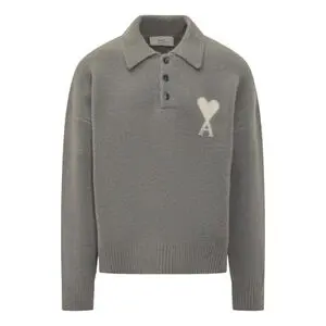 AMI Paris Big Heart Logo Polo Sweater