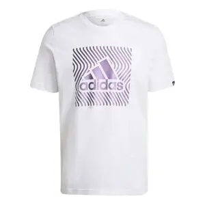 Adidas Chest Logo Printing Round Neck Short Sleeve White T-shirt - Default Colorway