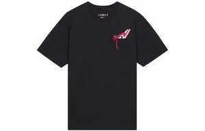 JORDAN 1 Pocket Shoes Embroidered Round Neck Short Sleeve T-shirt - Black